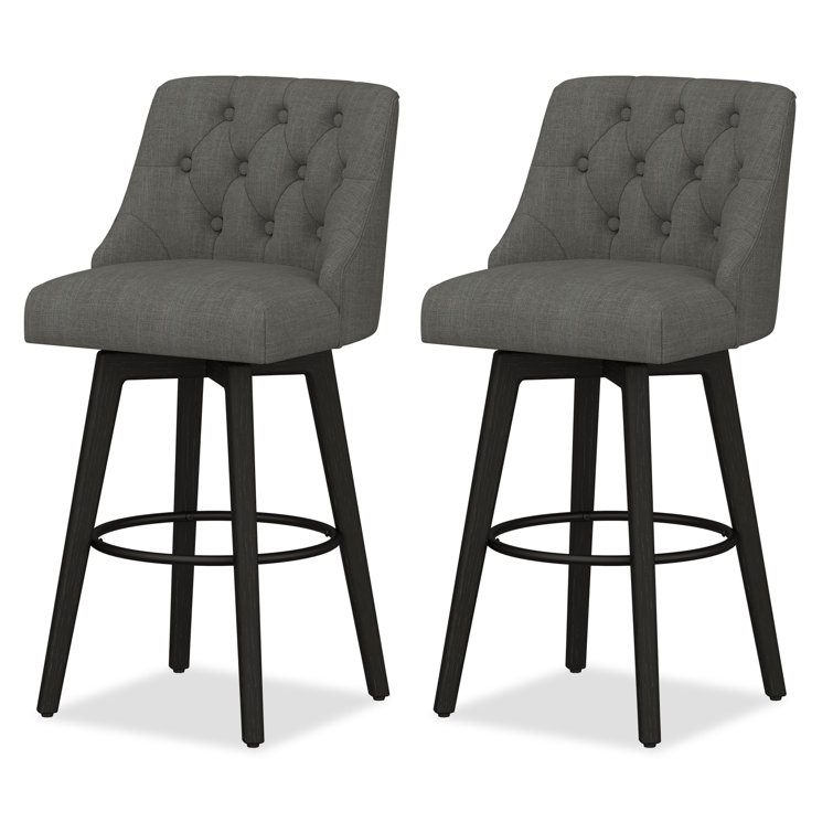 Red Barrel Studio® Malakeh Swivel Upholstered Counter Stool with Solid Wood Frame & Reviews ...